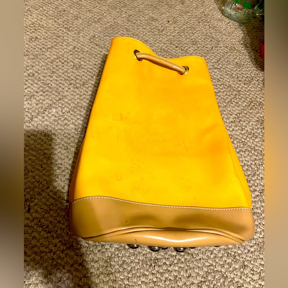 Arcadia Patent Leather Yellow Backpack Sling Purse - Gem